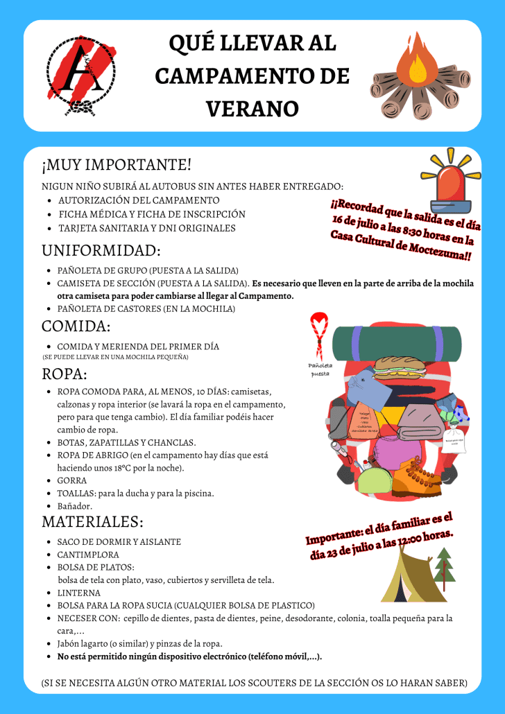 ¿Qué llevar al Campamento de Verano? — al-kazires.org