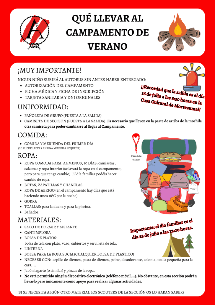 ¿Qué llevar al Campamento de Verano? — al-kazires.org